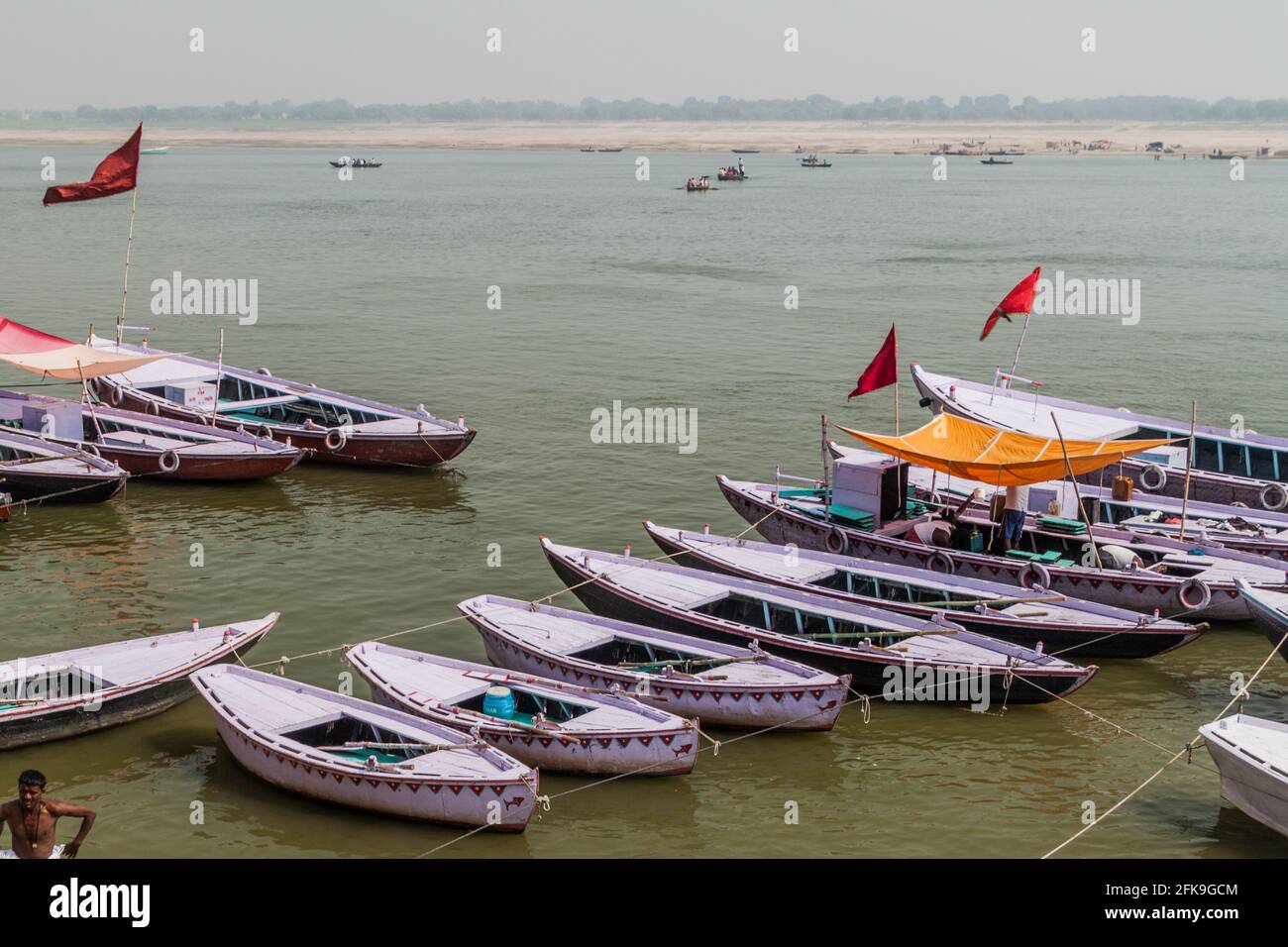 Small boats at river Ganges in Varanasi, India Stock Photo - Alamy