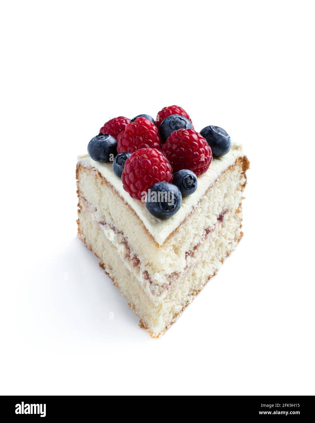 Victoria sponge cake slice isolated on white Stock Photo - Alamy