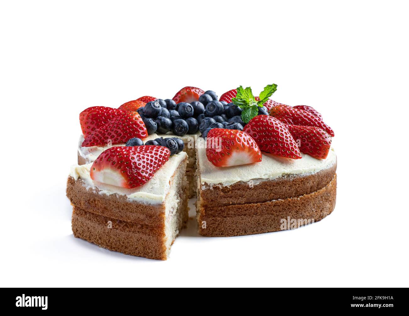 Victoria sponge cake isolated on white background Stock Photo - Alamy
