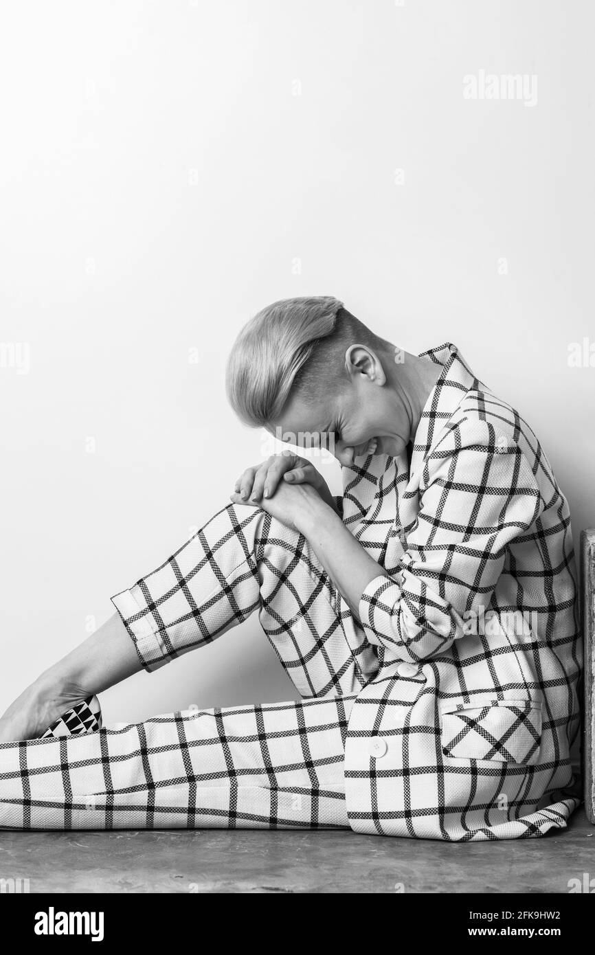 Smiling european white model Black and White Stock Photos & Images - Alamy