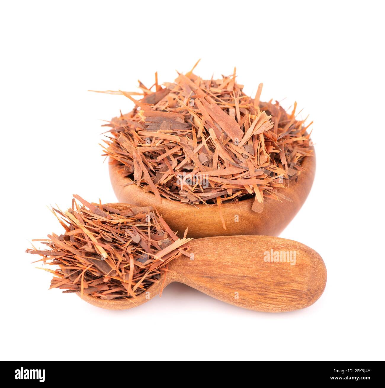 Lapacho herbal tea in wooden bowl, isolated on white background ...