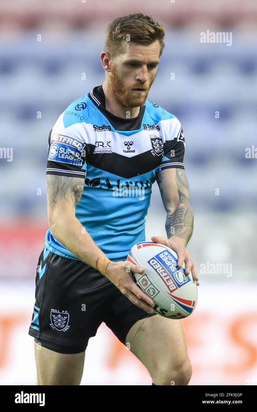 Wigan, UK. 29th Apr, 2021. Marc Sneyd (7) of Hull FC in action during ...