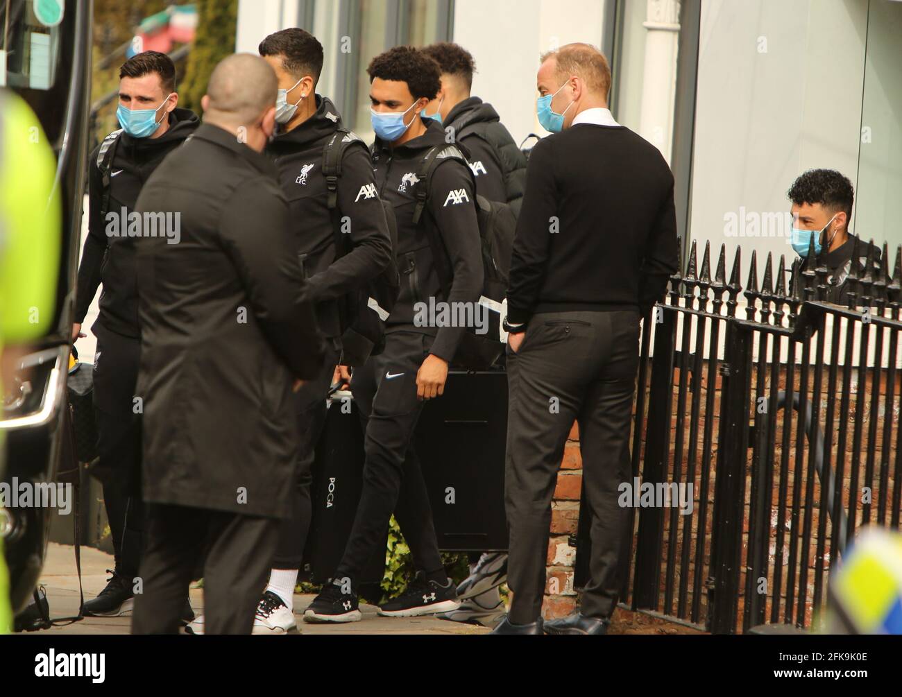Lfc protest at anfield and lfc players leaving their hotel Stock Photo ...