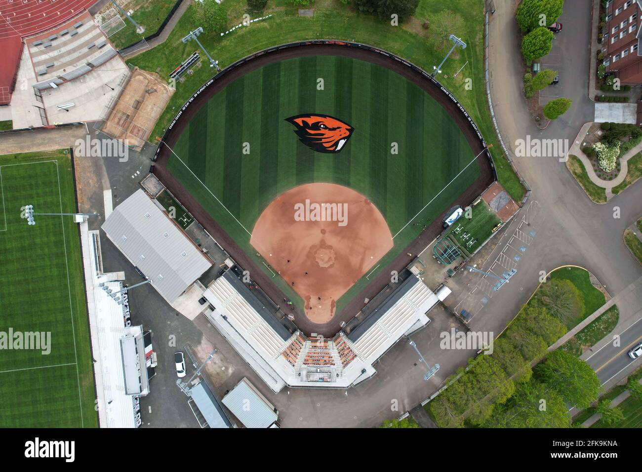 An aerial view of Kelly Field on the campus of Oregon State University ...