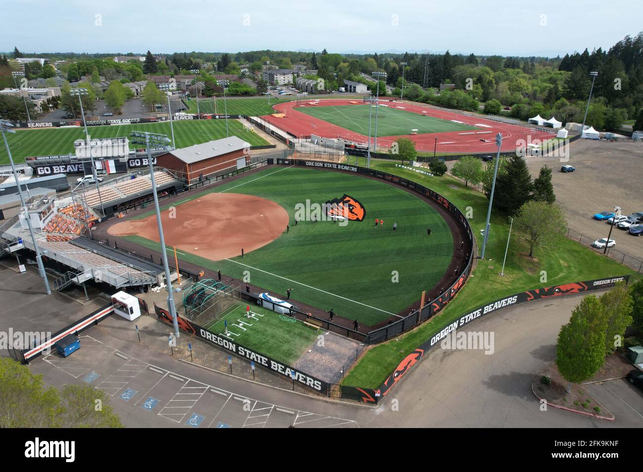 An aerial view of Kelly Field on the campus of Oregon State University ...