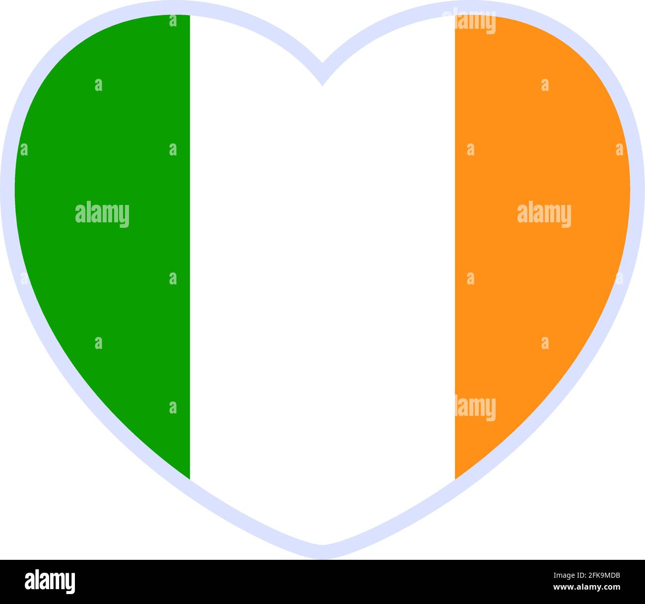 ireland flag in a shape of heart. Icon flat heart symbol of love on the ...