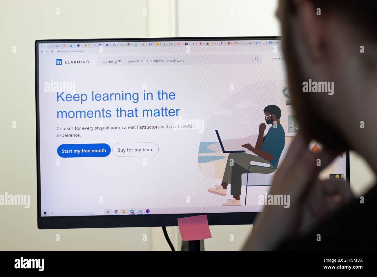 New York, USA - 26 April 2021: LinkedIn Learning website page on screen ...