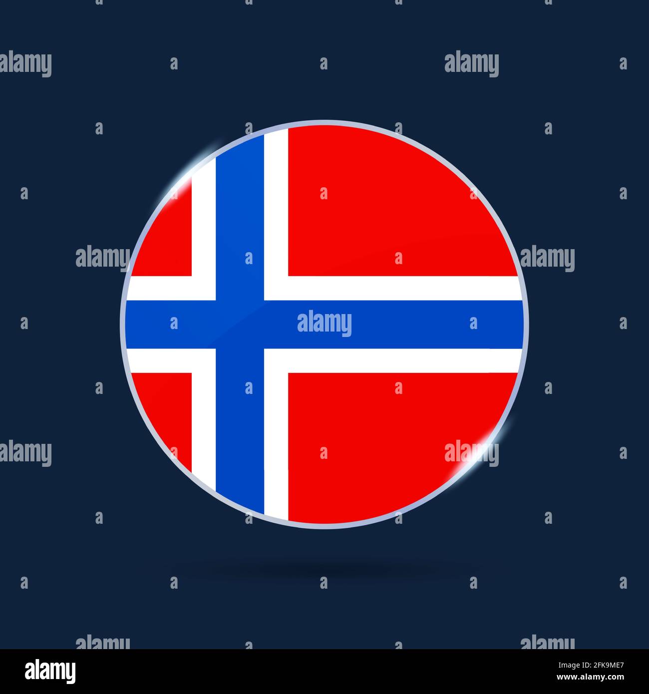 norway national flag Circle button Icon. Simple flag, official colors ...