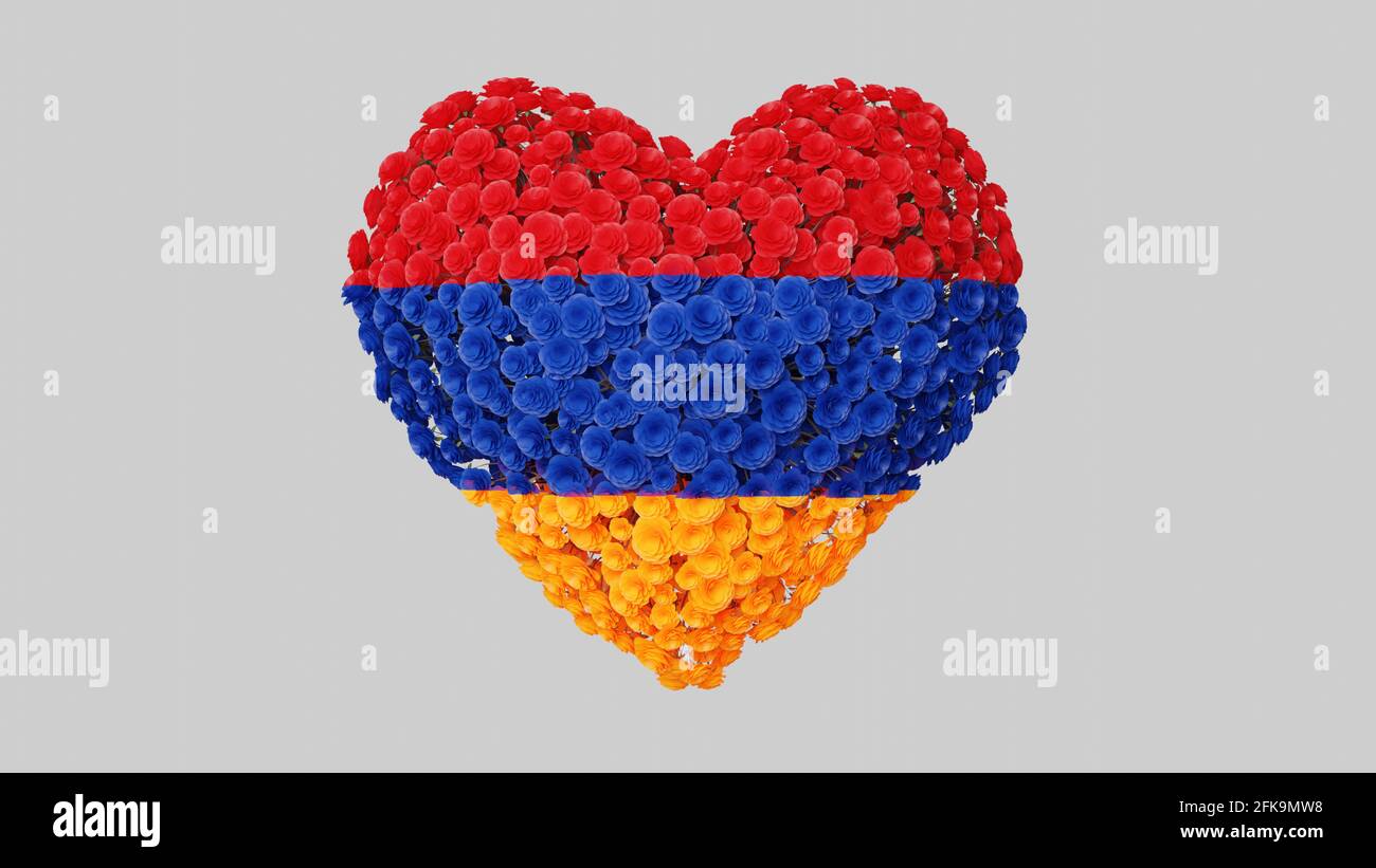 Armenia National Day. Independence Day. Heart shape made out of flowers ...