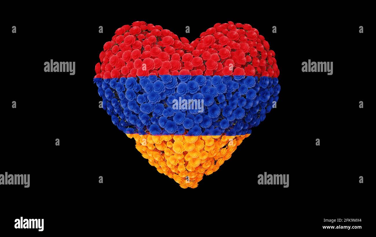Armenia National Day. Independence Day. Heart shape made out of flowers ...