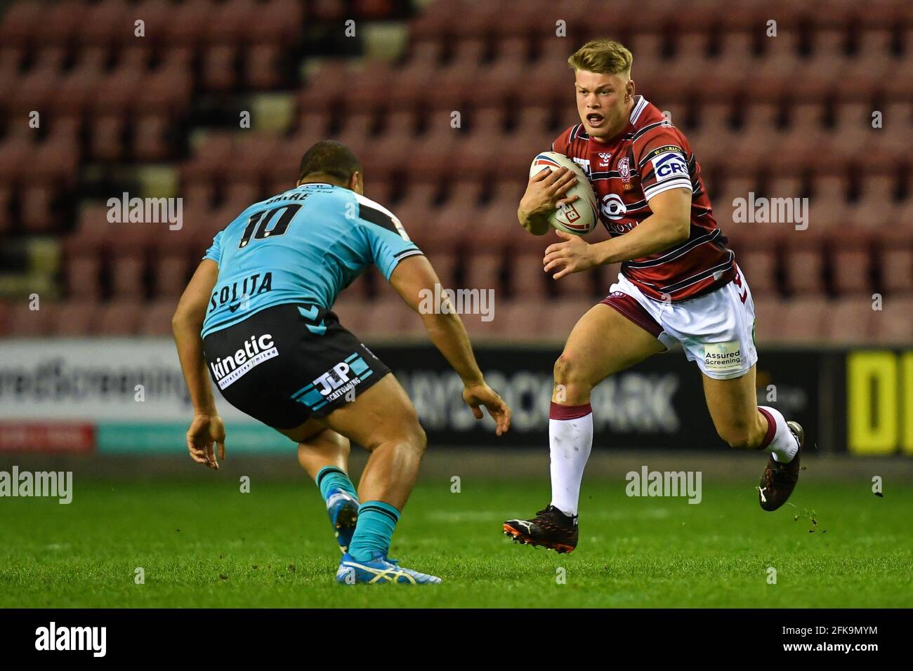 Morgan Smithies (15) of Wigan Warriors in action in, on 4/29/2021 ...