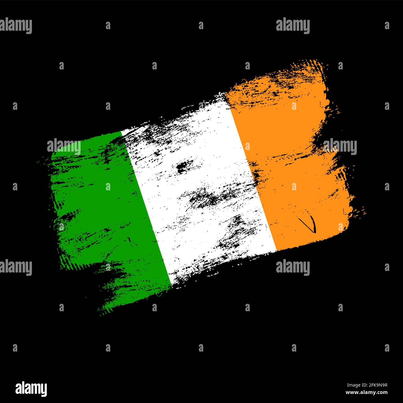 ireland flag grunge brush background. Old Brush flag vector ...