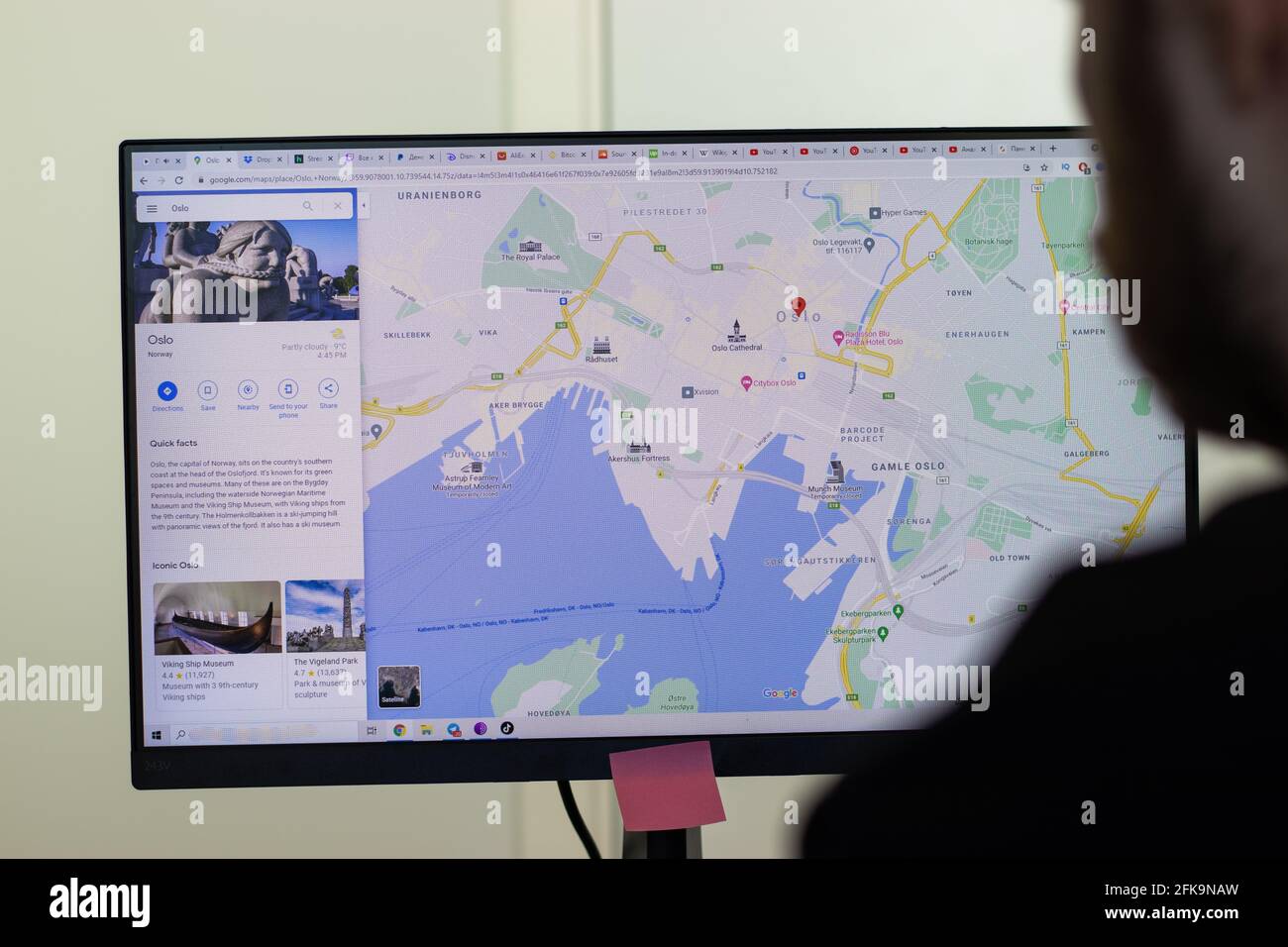 New York, USA - 26 April 2021: Google Maps website page on screen, man ...