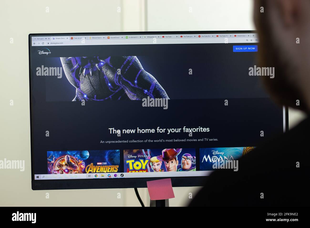 New York, USA - 26 April 2021: Disney Plus website page on screen, man ...