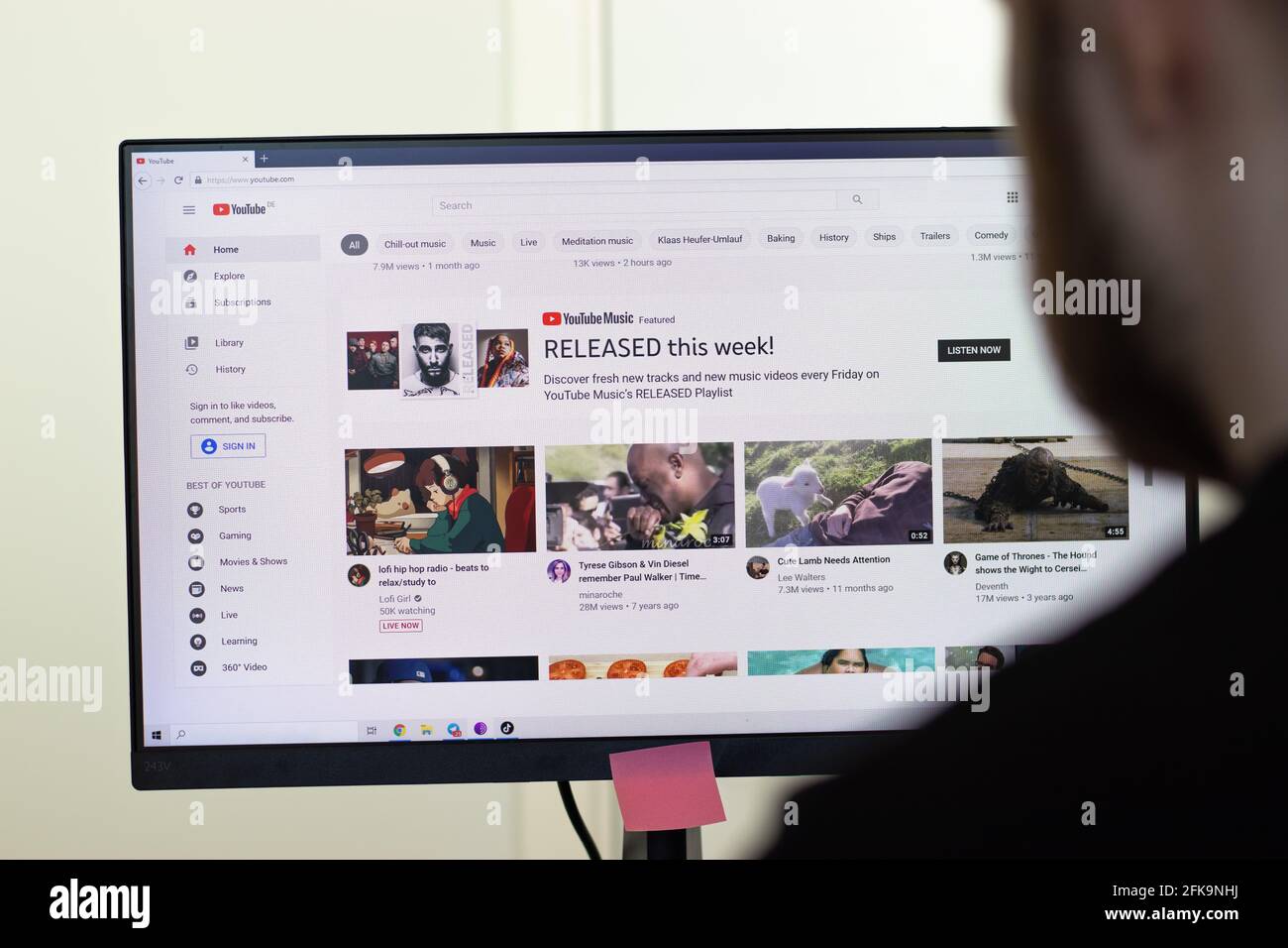 New York, USA - 26 April 2021: YouTube website page on screen, man ...