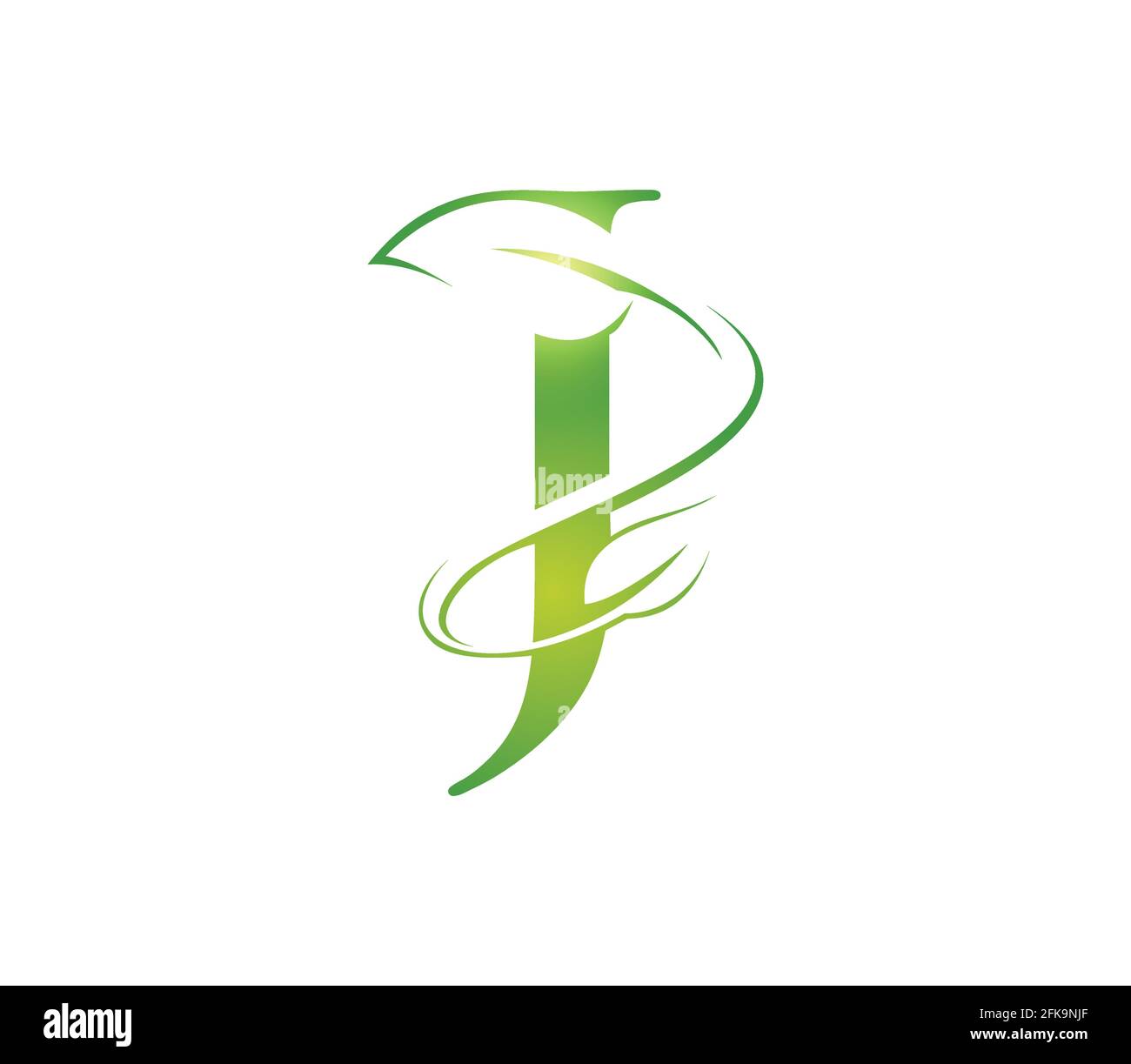 A Vector Illustration of Green Leaf Monogram Initial Letter J in white ...