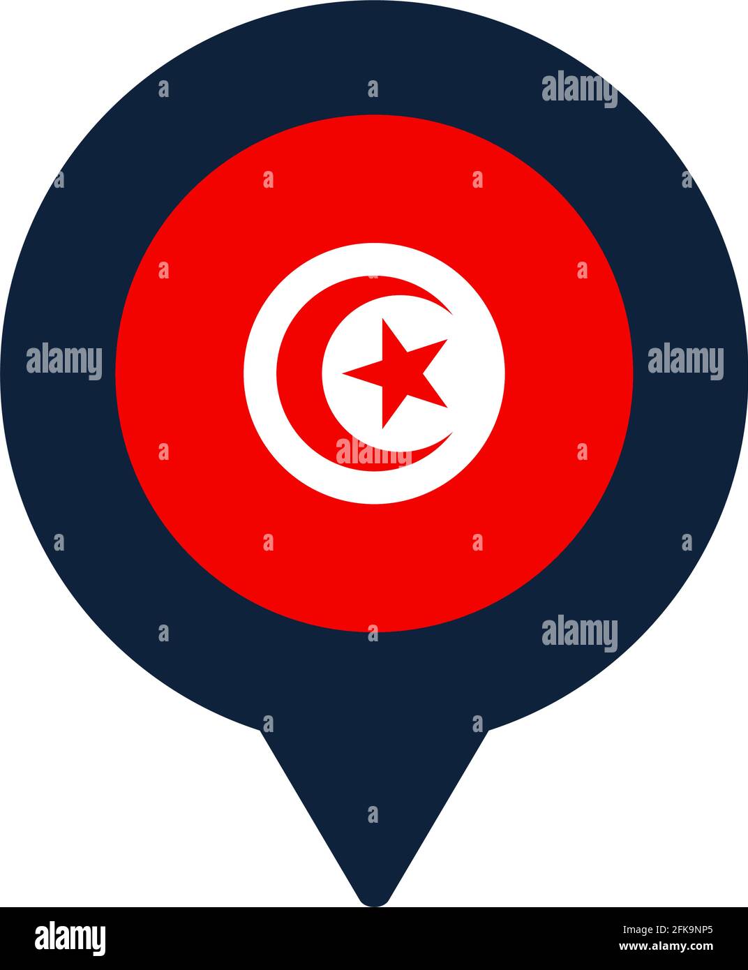 tunisia flag and map pointer icon. National flag location icon vector ...
