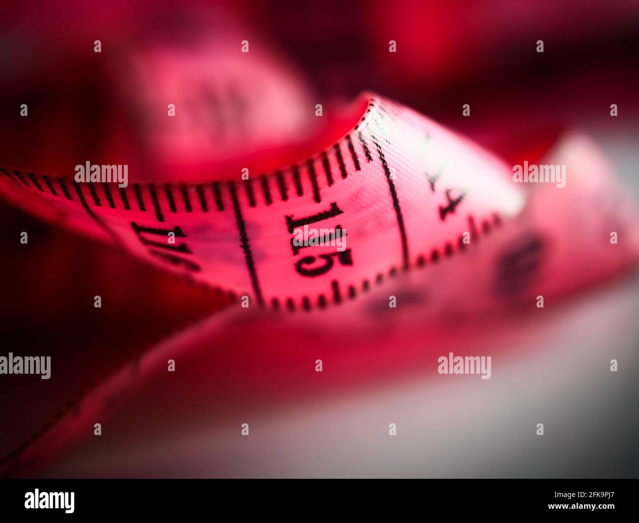 Close up tailor measuring tape on white table background. White ...