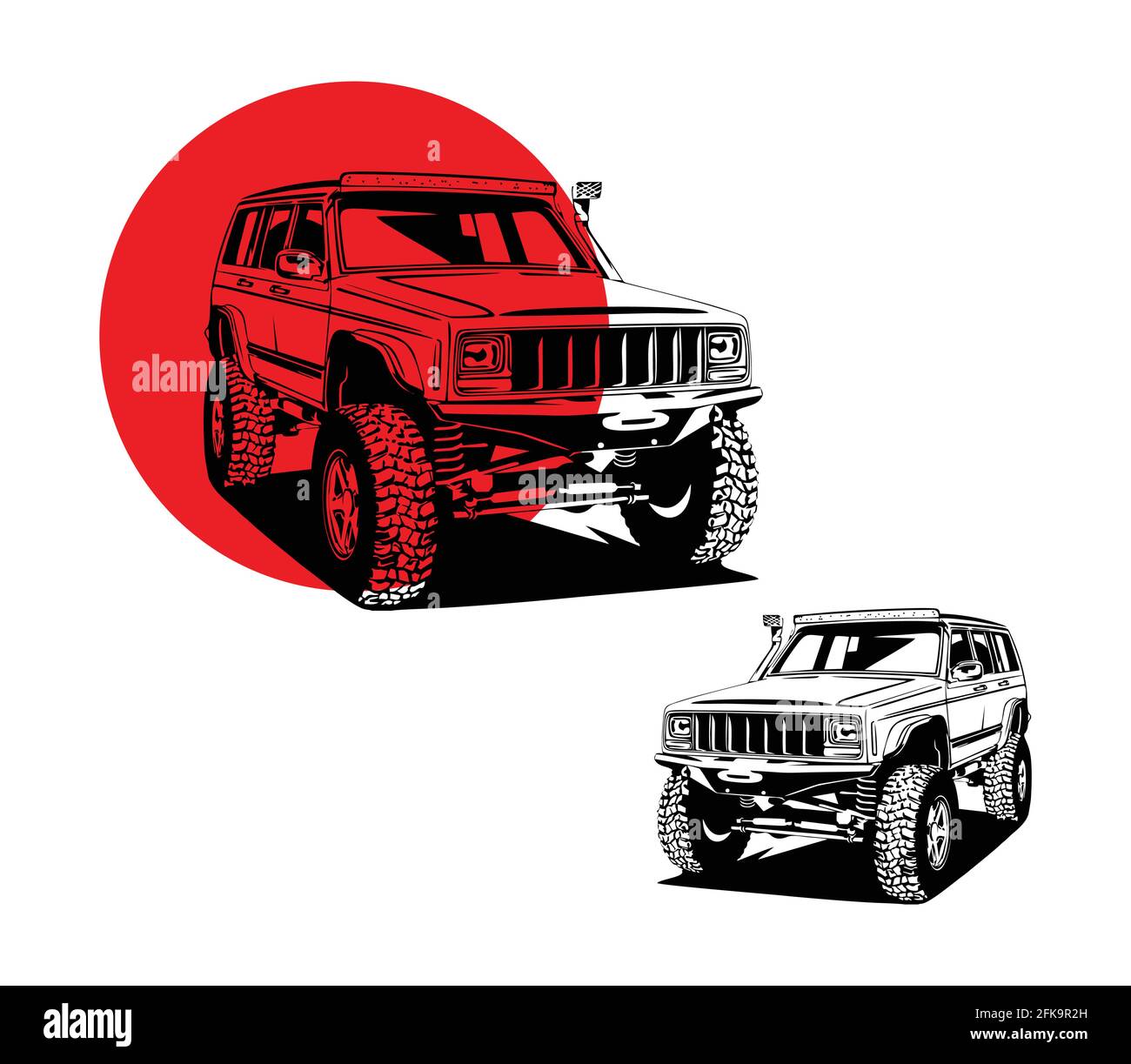 A Vector Illustration of Offroad Automotive Vehicle Outline Art in ...