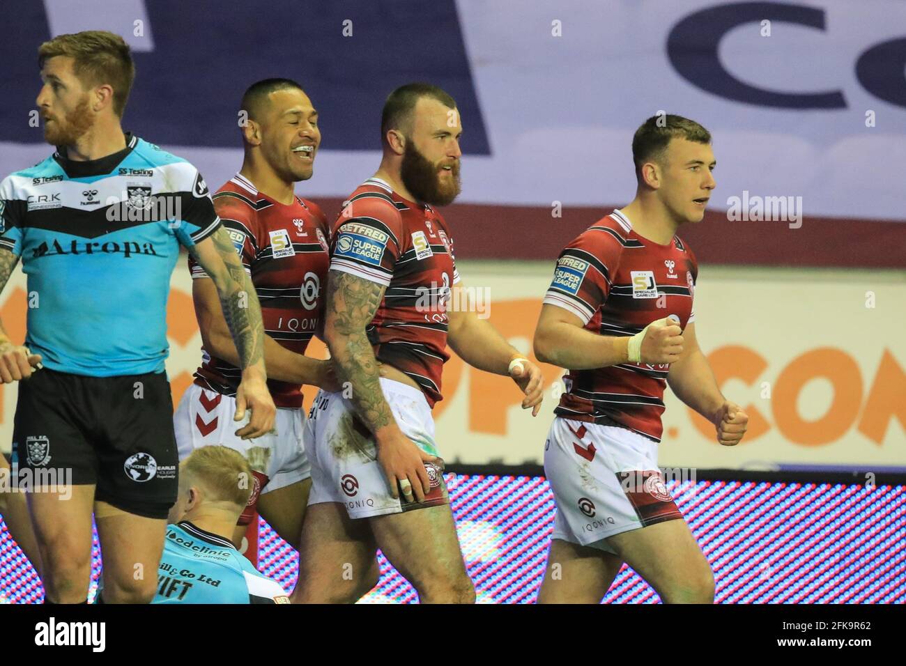 Jake Bibby (22) of Wigan Warriors celebrates his try Stock Photo - Alamy
