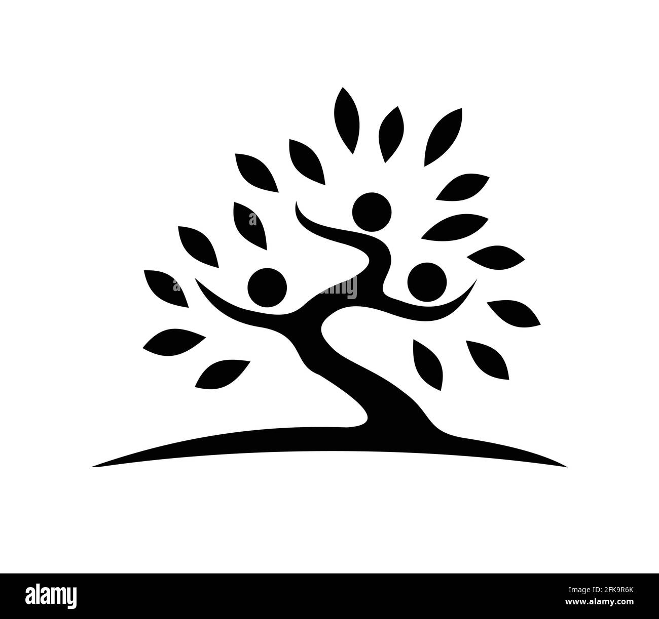 A Vector Illustration of Black on White People Tree Stock Vector Image ...