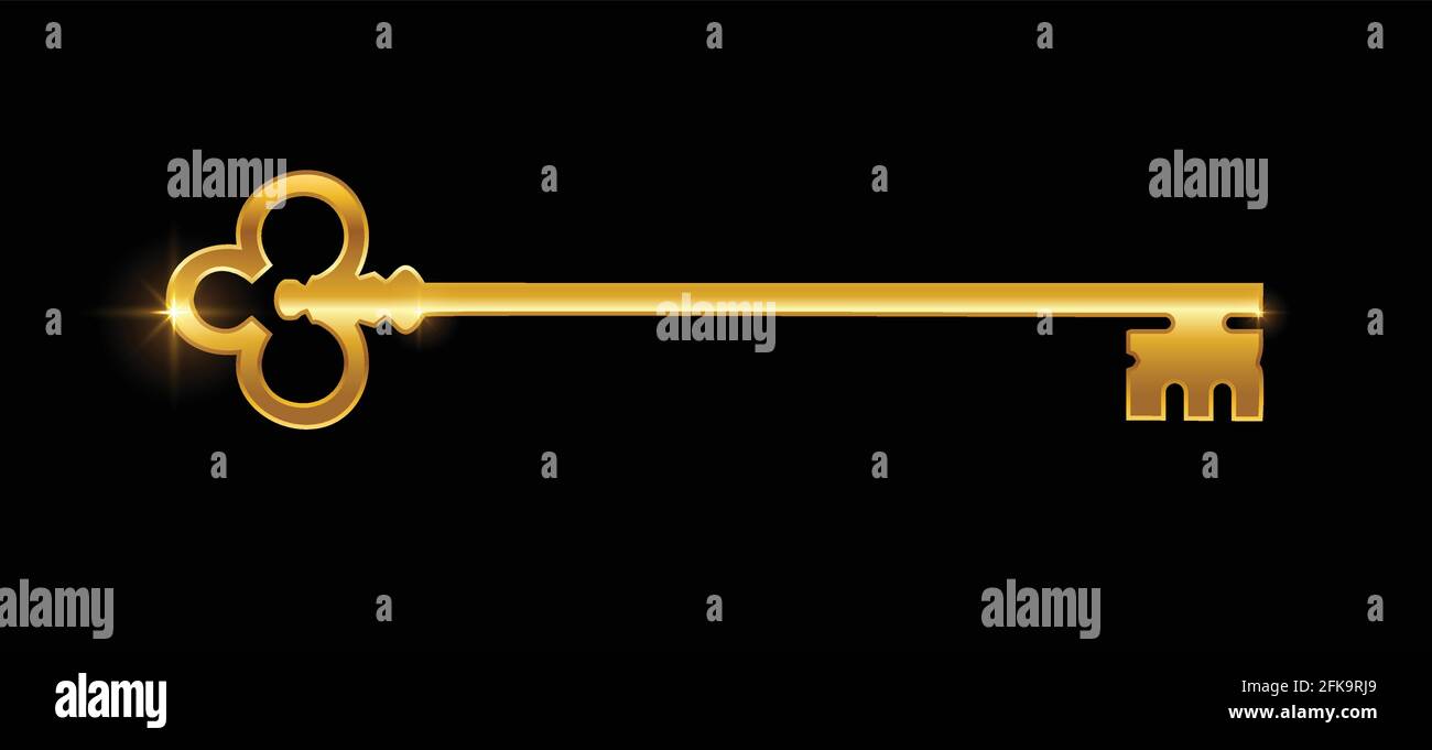 A Vector Illustration of Golden Key Vector Sign in balck background ...