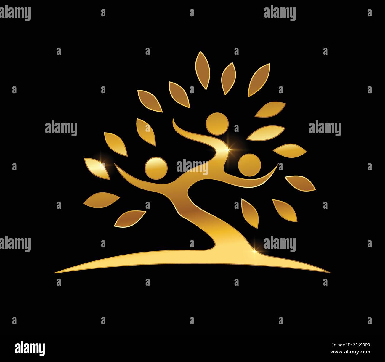 A Vector Illustration of Golden Family People Tree Stock Vector Image ...