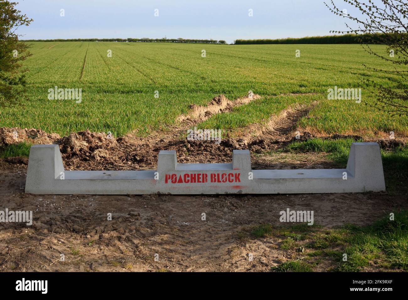 blocked gateway into field to stop crime Stock Photo - Alamy