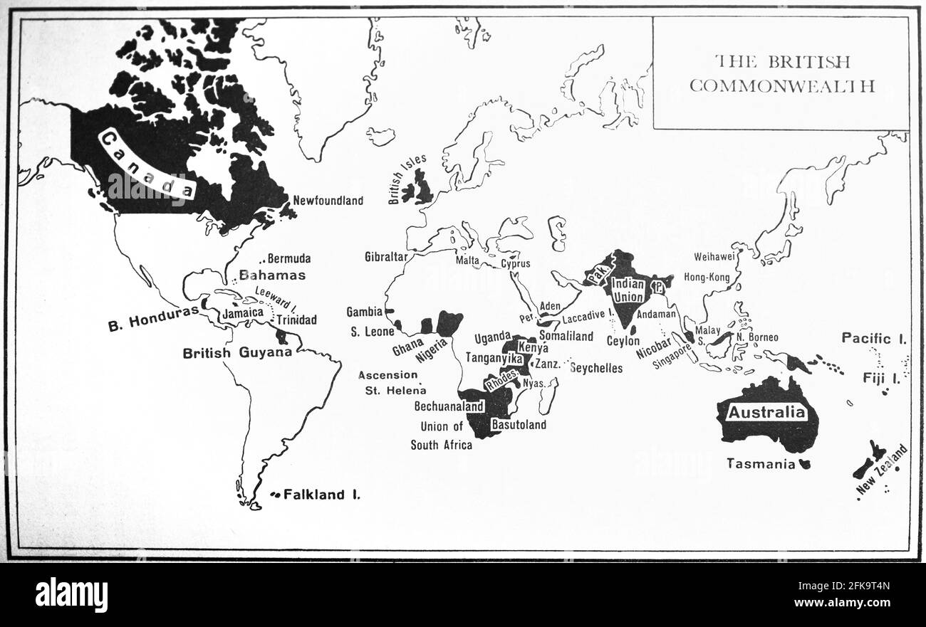 Historical map of Commonwealth from "Britain and America-Past and ...