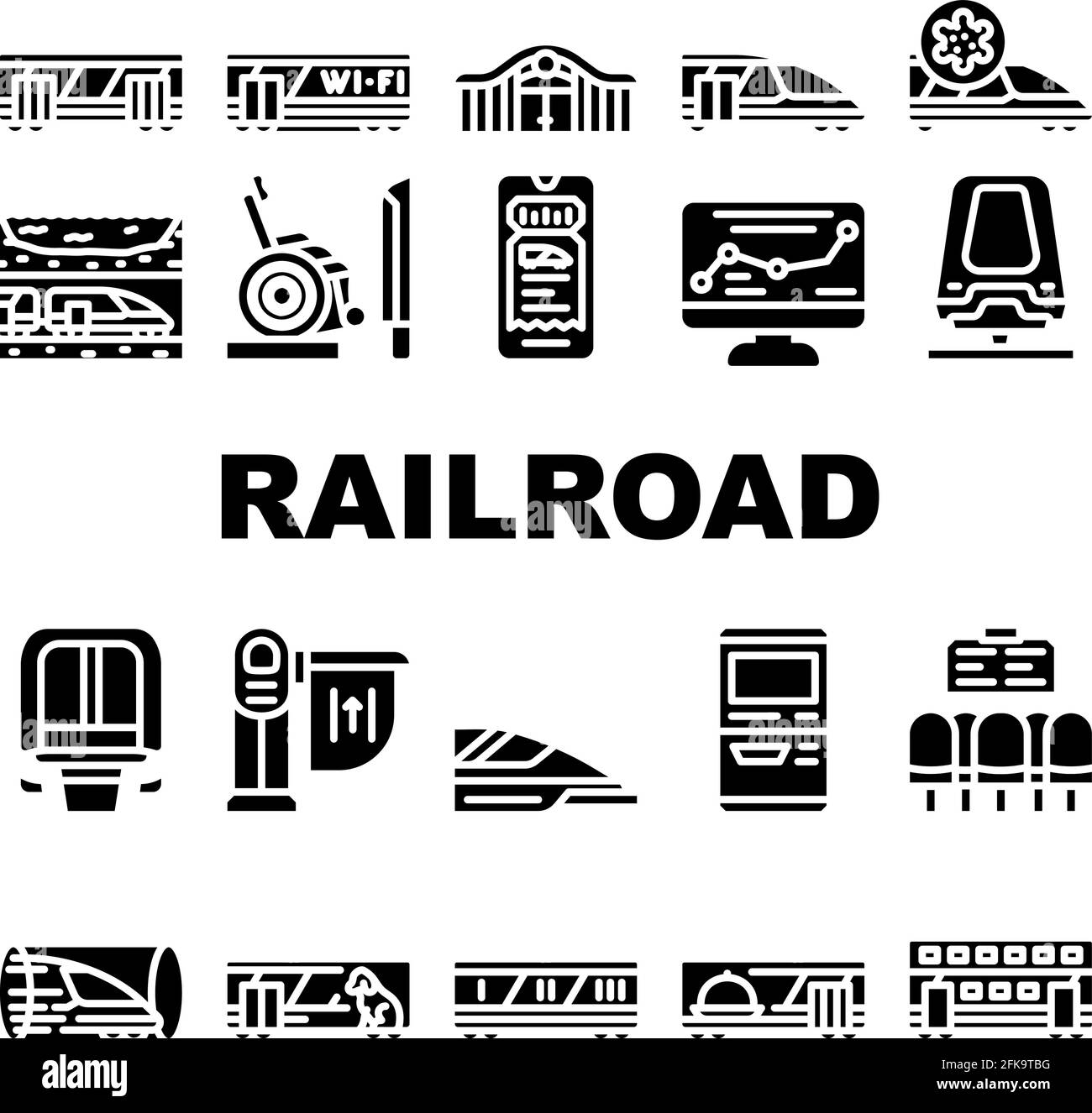 Railroad Transport Collection Icons Set Vector Stock Vector Image & Art ...