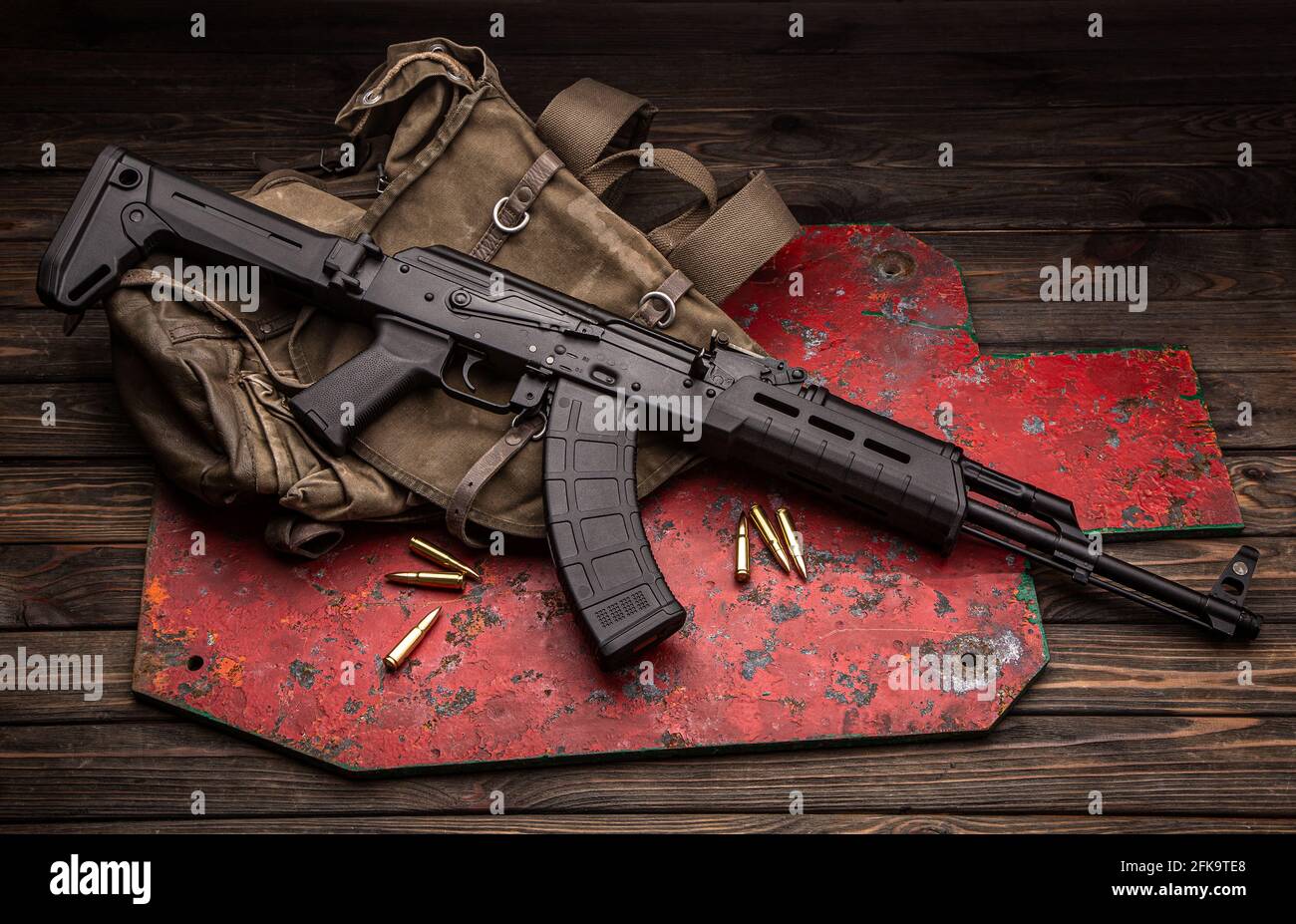 A classic Soviet military rifle AK in a modern body kit. The carbine ...