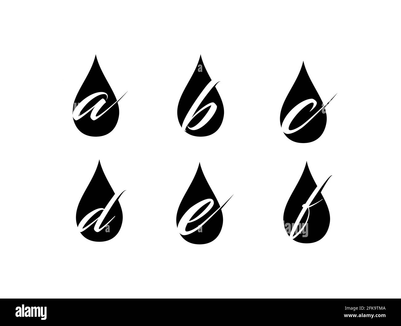 A Vector Illustration of Water Drop Monogram Initial Letter ABCDEF ...