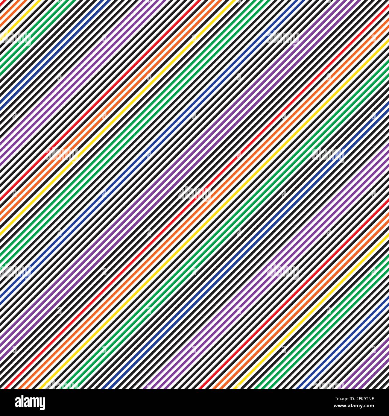 Rainbow diagonal striped seamless pattern background suitable for fashion textiles, gra Stock ...