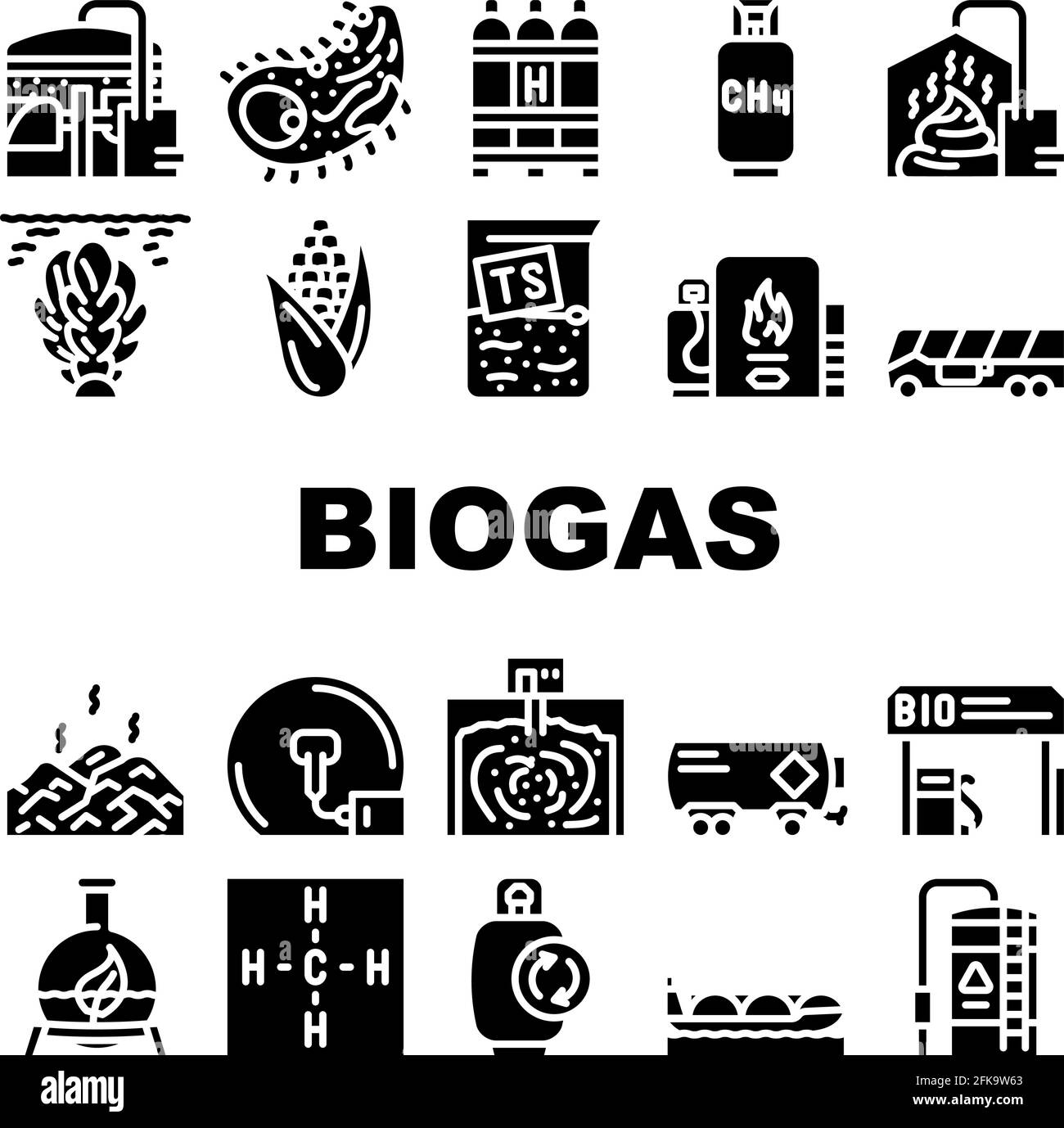 Biogas Energy Fuel Collection Icons Set Vector Stock Vector Image & Art ...
