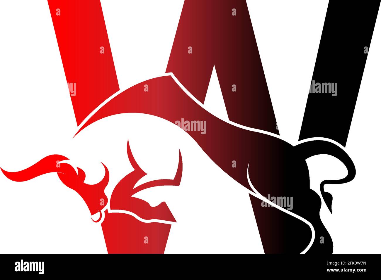 Mix letter logo icon with bull design symbol template vector Stock ...