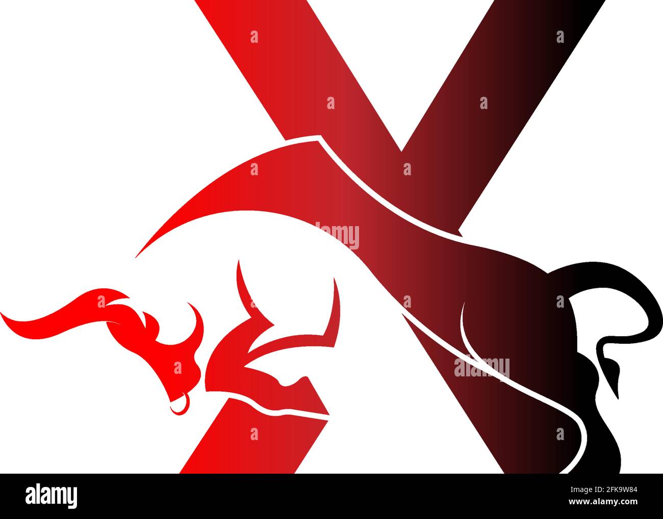 Mix letter logo icon with bull design symbol template vector Stock ...