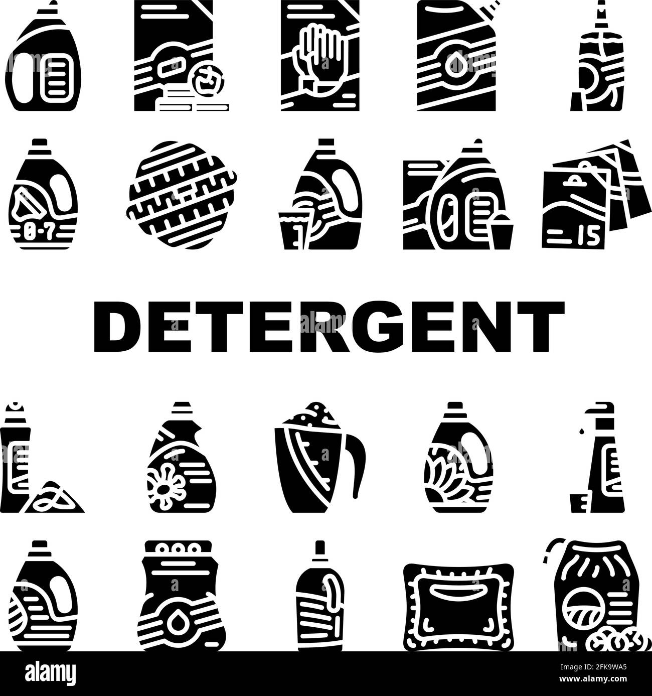 Detergent Washing Collection Icons Set Vector Stock Vector Image & Art ...