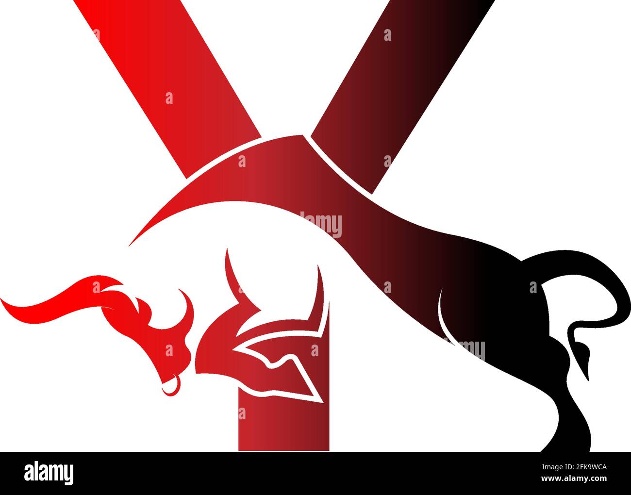 Mix letter logo icon with bull design symbol template vector Stock ...