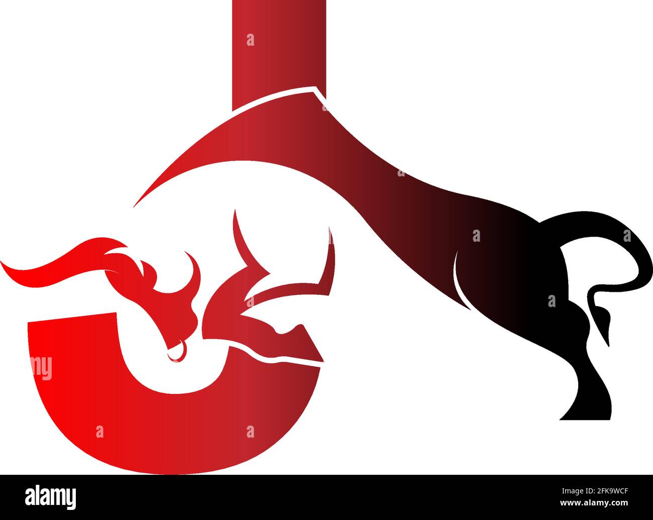 Mix letter logo icon with bull design symbol template vector Stock ...