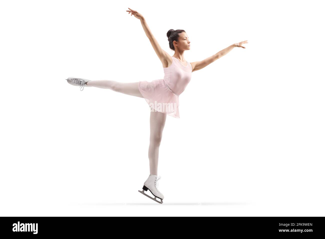 Female performing ice skating isolated on white background Stock Photo ...