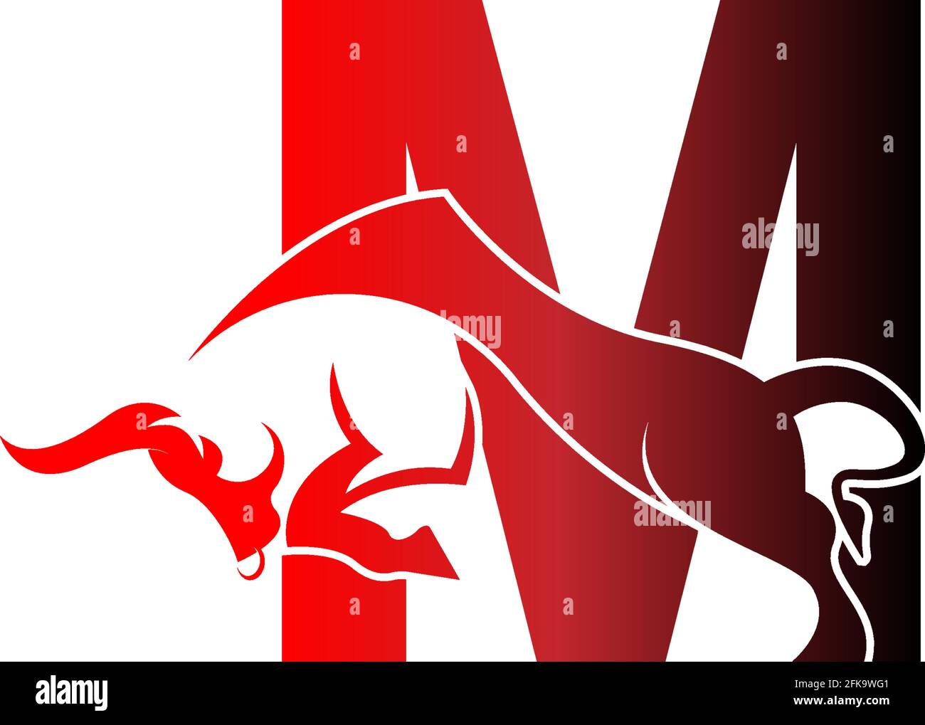 Mix letter logo icon with bull design symbol template vector Stock ...