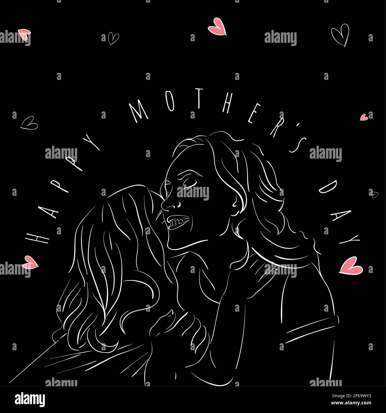 Mother And Daughter Outline Mother Day Stock Vector Image Art Alamy