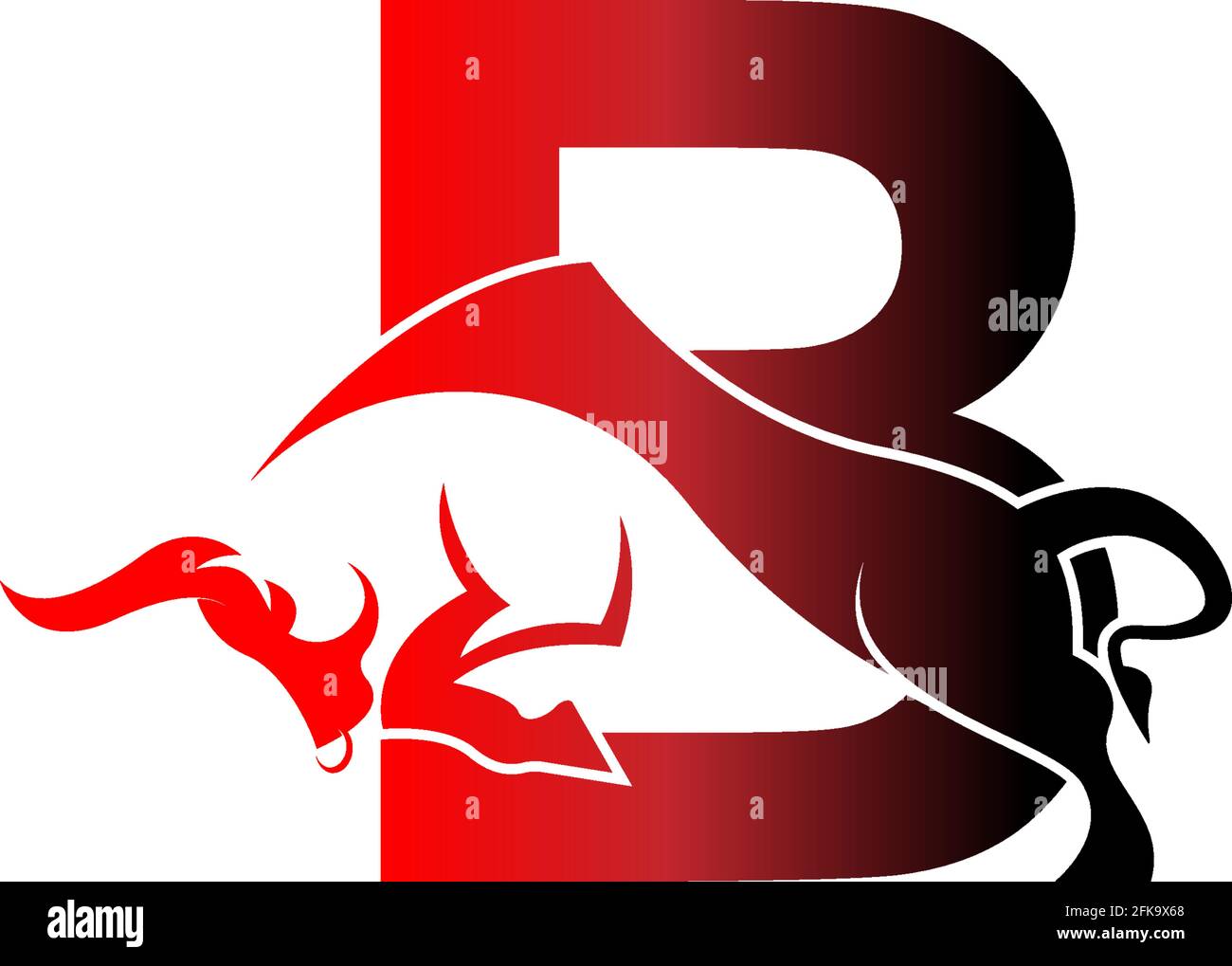 Mix letter logo icon with bull design symbol template vector Stock ...