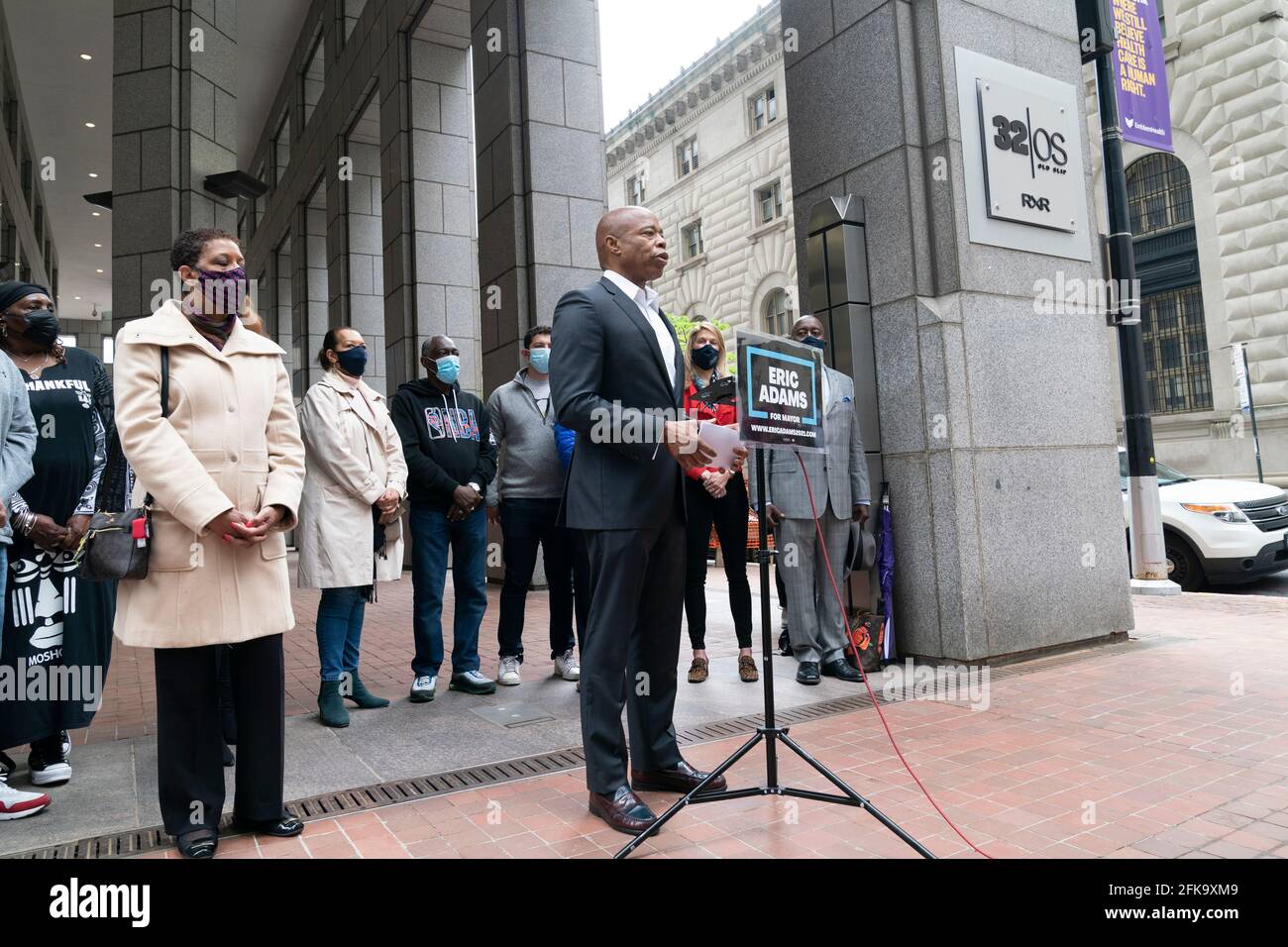 New York, NY - April 29, 2021: Press conference by mayoral candidate ...