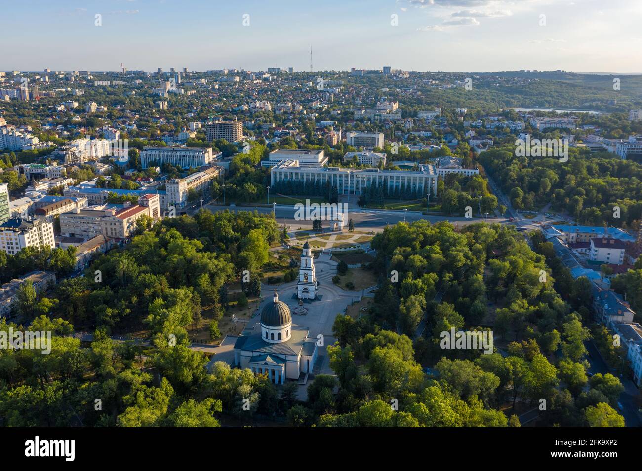 Aerial view of Cathedral Park and Government House in the center of ...