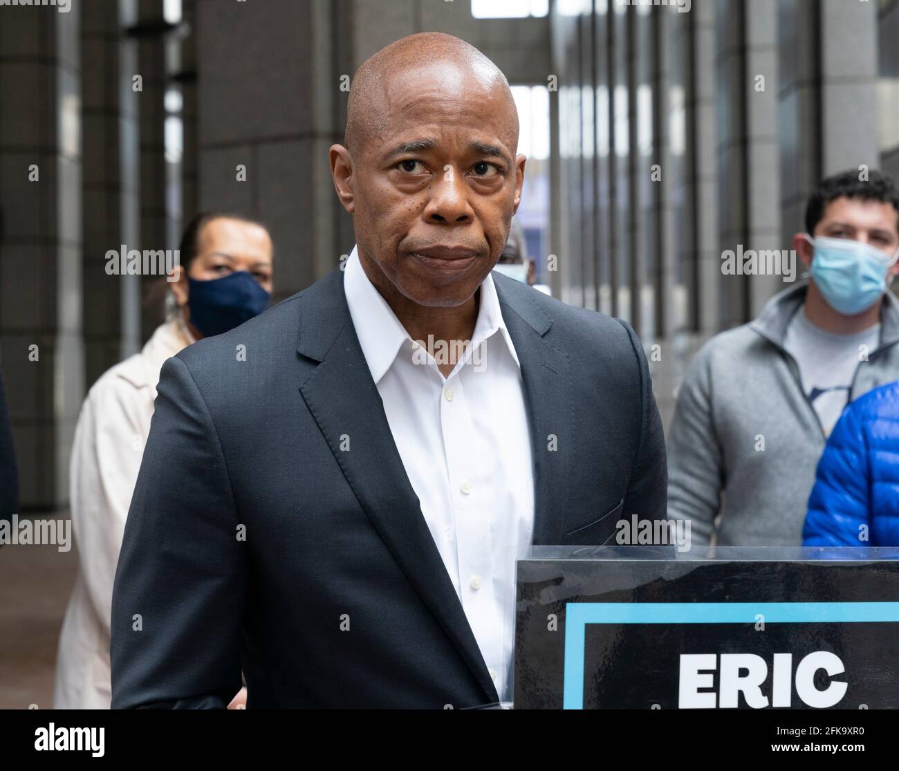 New York, NY - April 29, 2021: Press conference by mayoral candidate ...