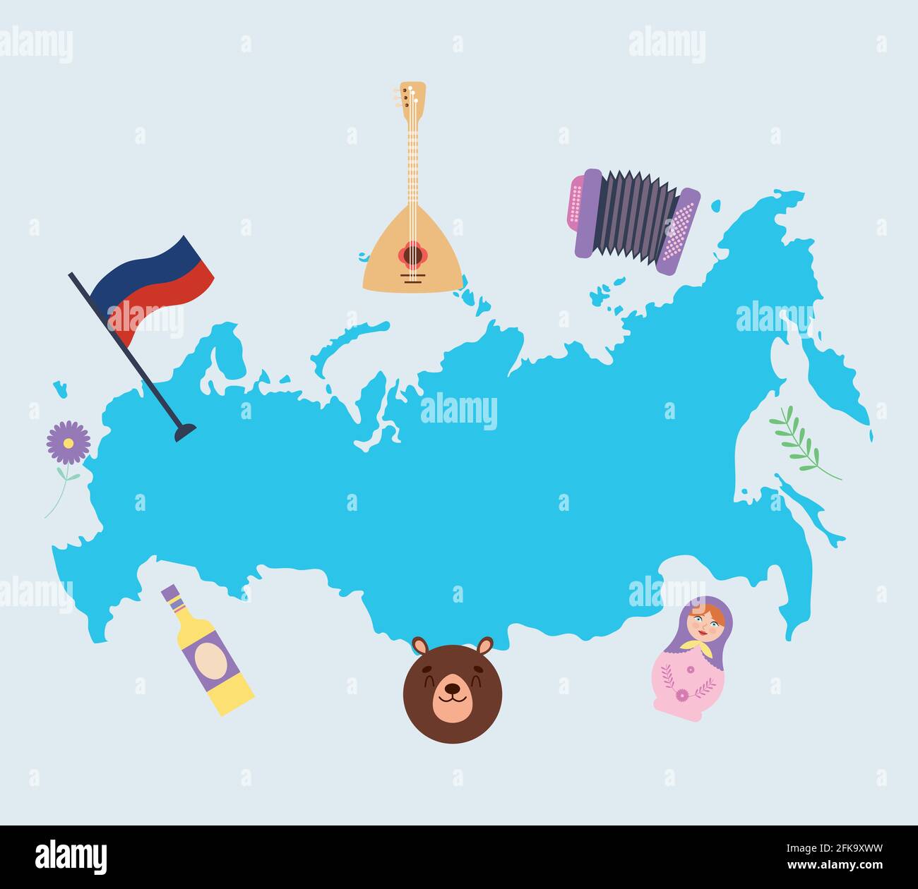 russia map with russian symbols Stock Vector Image & Art - Alamy
