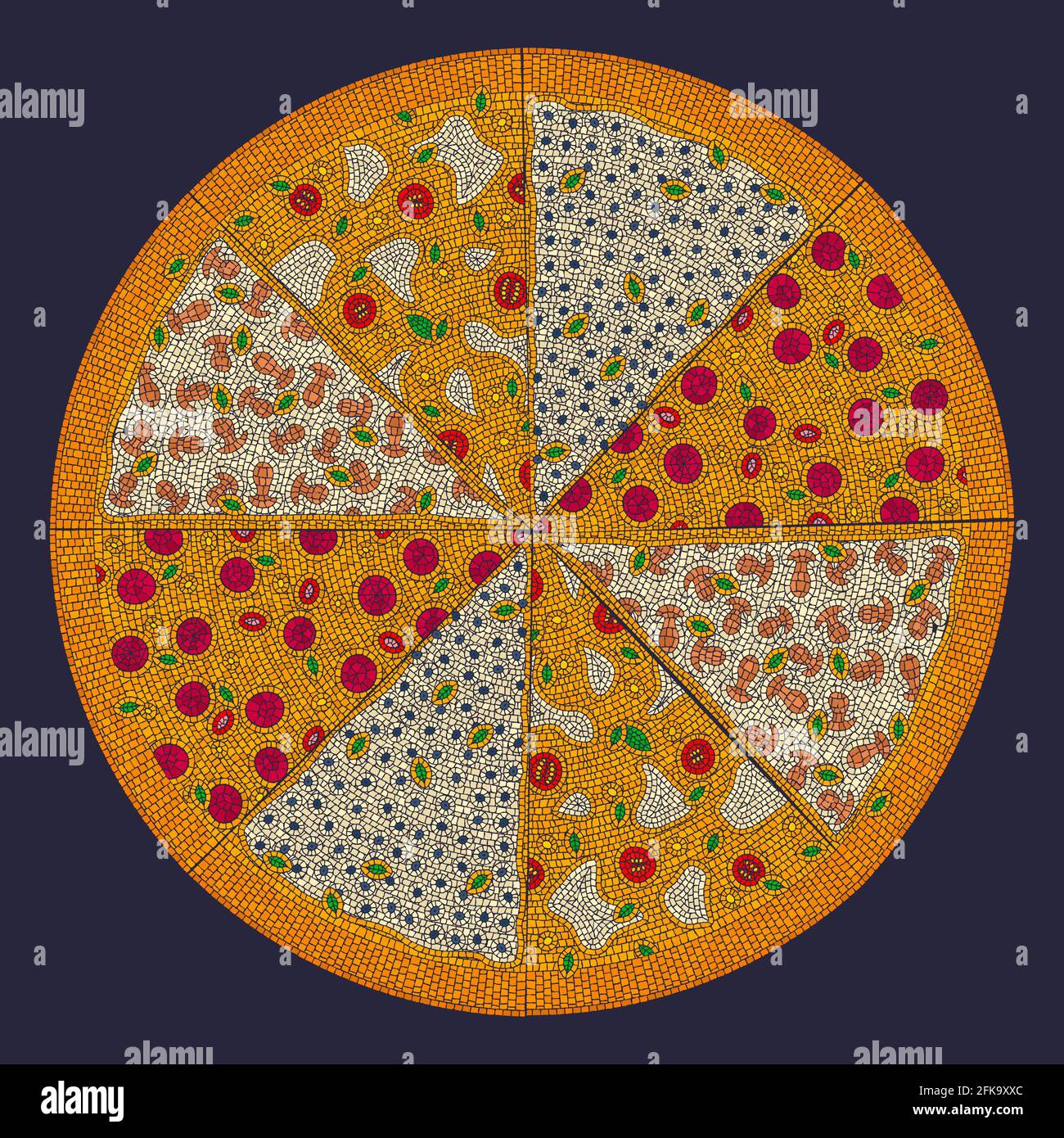 Mossaic tiles pizza pie, vector illustration Stock Vector Image & Art ...