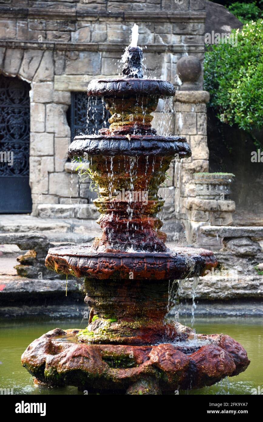 Water fountain sprays and drips in the beautiful Memorial park Funeral ...