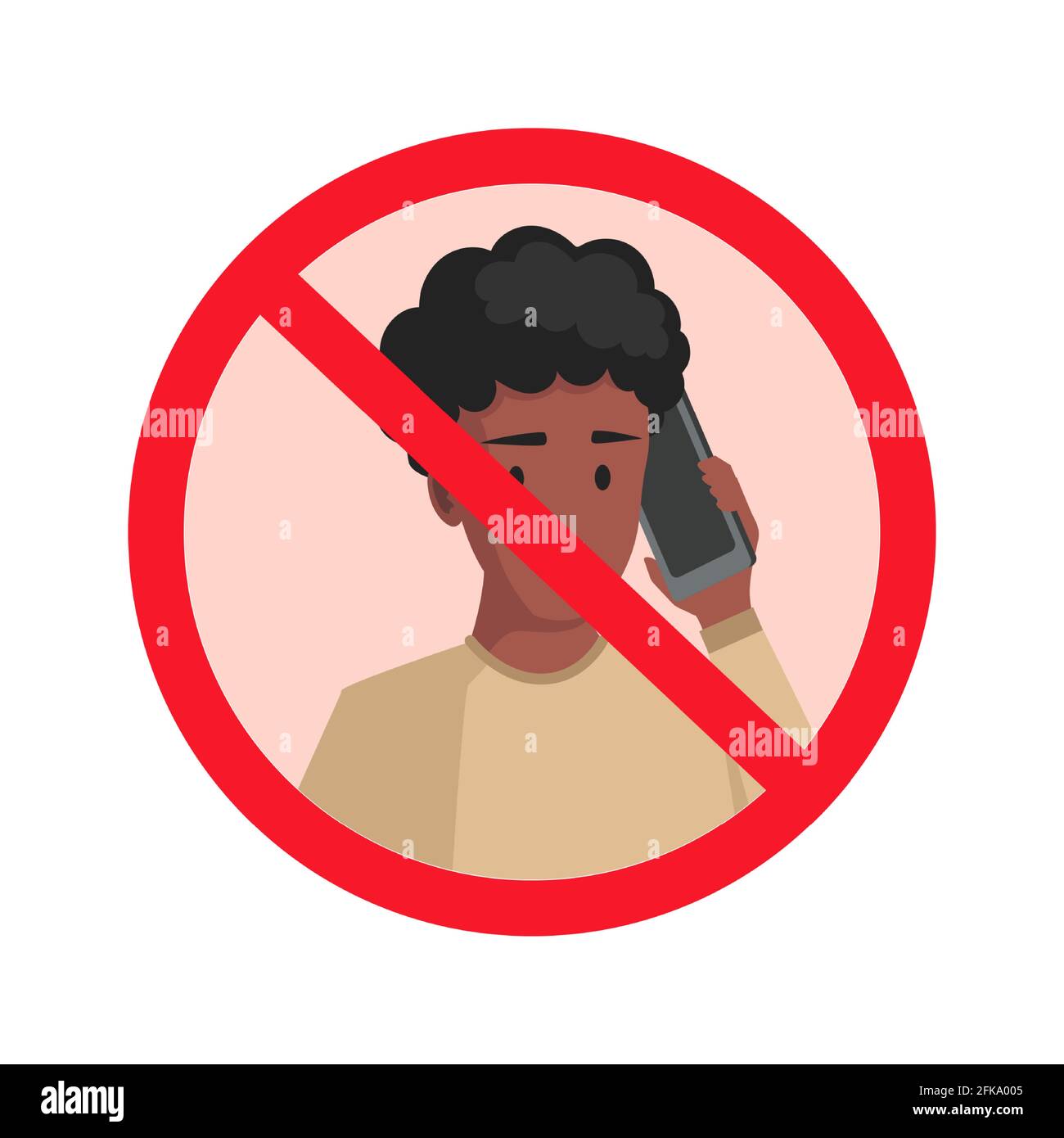 Speaking mobile phone is prohibited vector flat illustration isolated ...